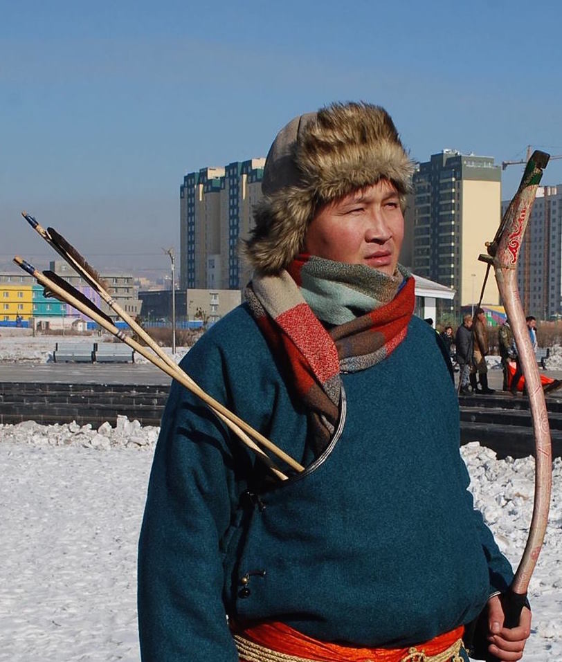 An archer at the Ulaanbaatar Winter Festival held at the National Park ...